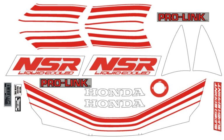 Stickerset compleet rood - wit Honda NSR50 TYPE 1 zonder onderkuip AC08 ...